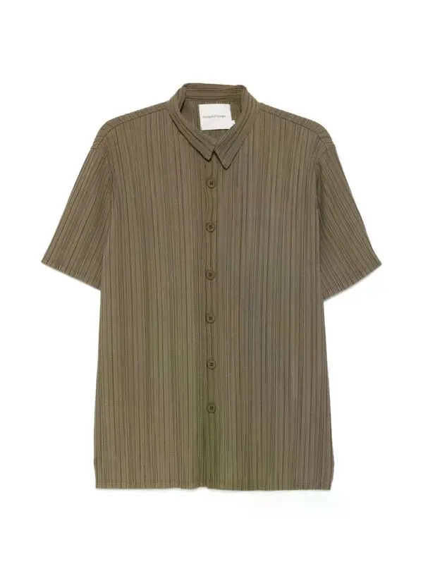 GONGDID DESIGN Plissé Striped Shirt