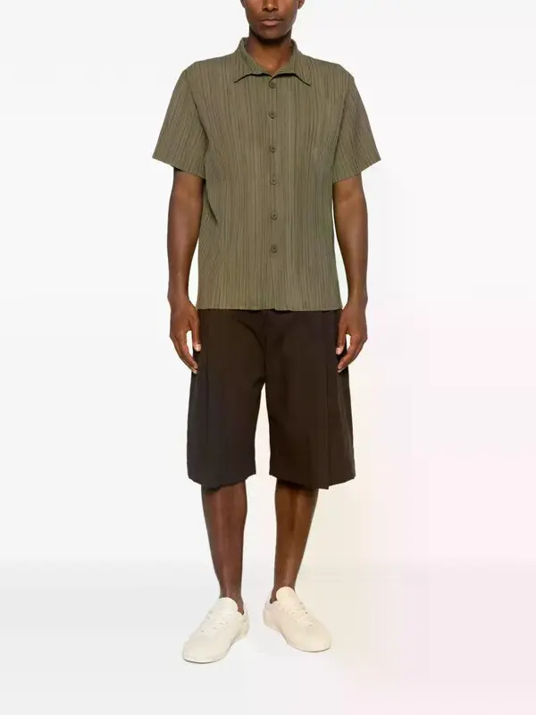 GONGDID DESIGN Plissé Striped Shirt