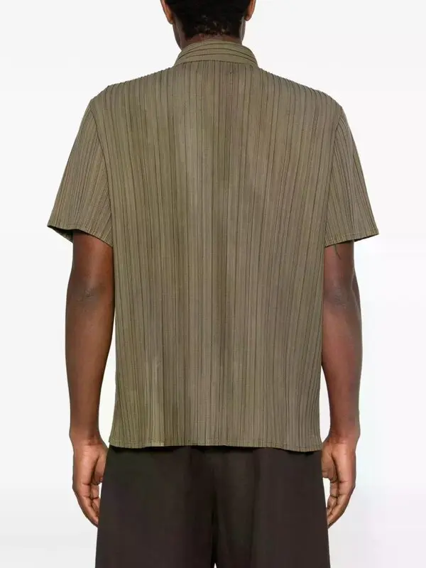 GONGDID DESIGN Plissé Striped Shirt