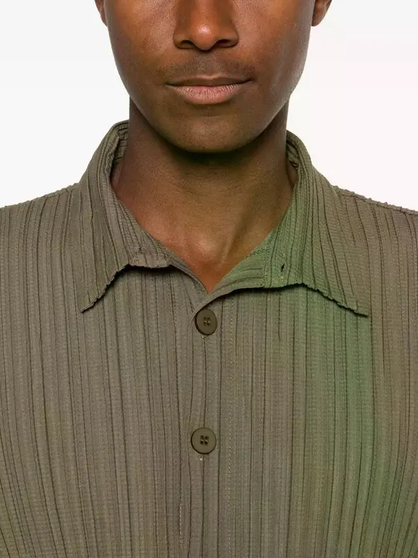 GONGDID DESIGN Plissé Striped Shirt