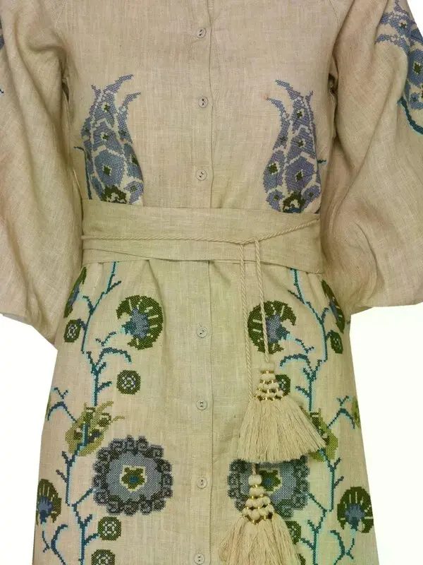 PHILIPPA 1970 Floral-embroidered Midi Dress