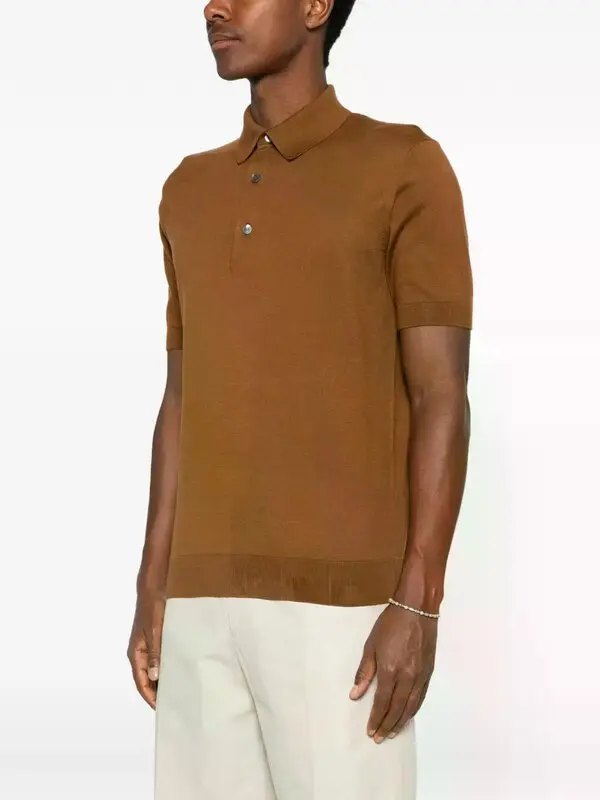 Zegna Short-sleeve Knitted Polo Shirt - Brown