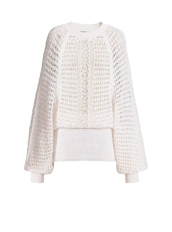Balmain Short Crochet Lace Dress - White