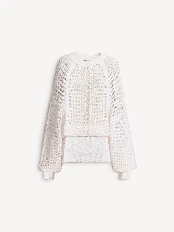 Balmain Crochet Lace Batwing Sleeve Dress