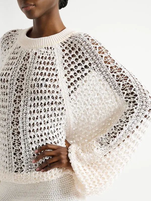 Balmain Crochet Lace Batwing Sleeve Dress