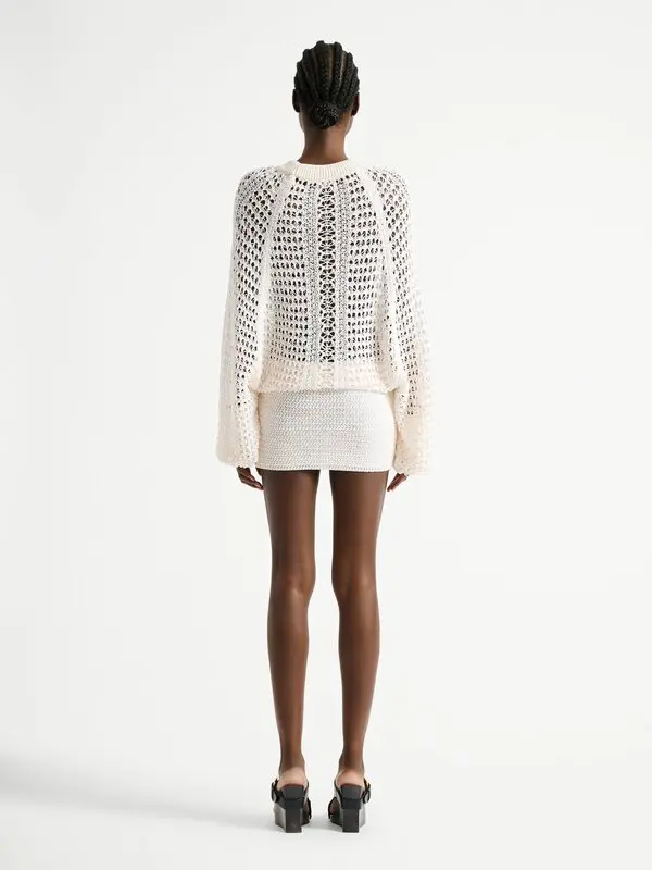 Balmain Crochet Lace Batwing Sleeve Dress