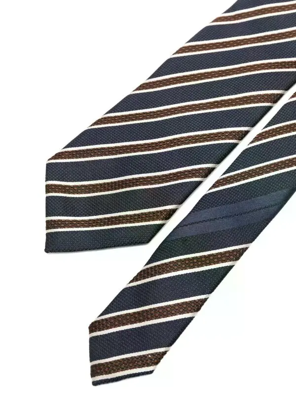 Zegna Diagonal Stripe Textured Neck Tie - Blue
