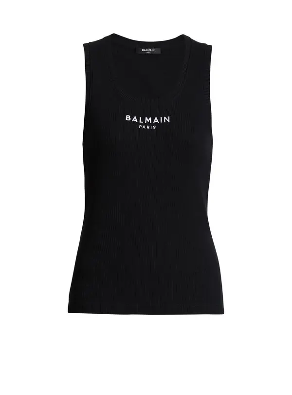 Balmain Paris Embroidered Vest Top - Black