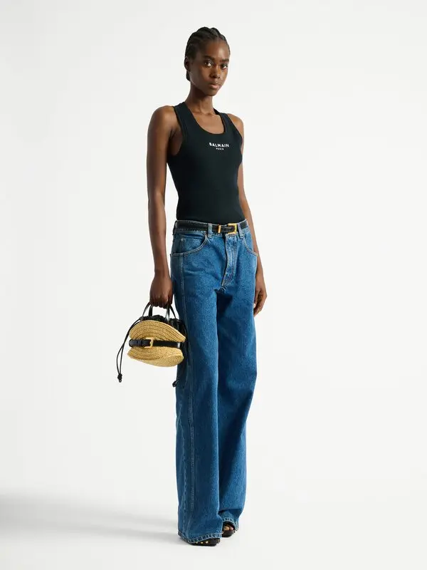 Balmain Paris Embroidered Vest Top - Black