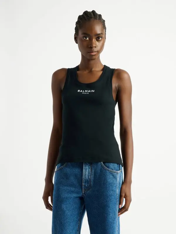 Balmain Paris Embroidered Vest Top - Black