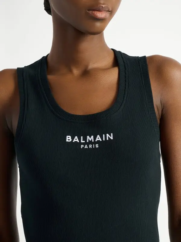 Balmain Paris Embroidered Vest Top - Black