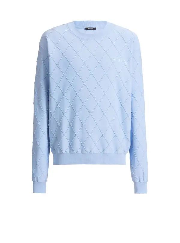 Balmain Vintage Quilted Knit Jumper - Blue