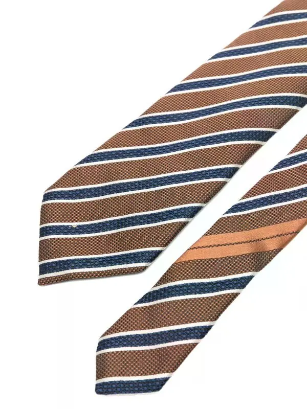 Zegna Diagonal Stripe Neck Tie - Brown