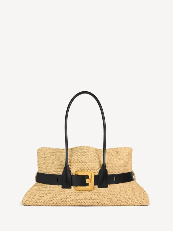 Balmain Large Anthem Crochet And Leather Bag - Beige