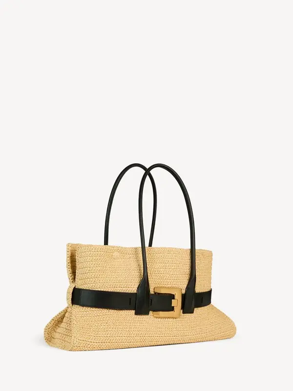 Balmain Large Anthem Crochet And Leather Bag - Beige