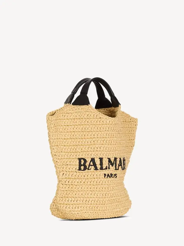 Balmain Mini Crochet Tote Bag - Beige