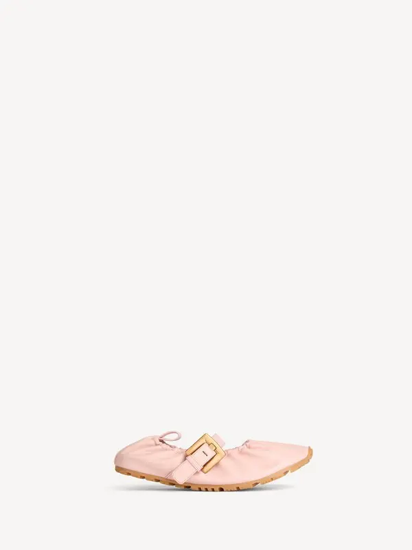 Balmain Anthem Leather Ballet Flats - Pink
