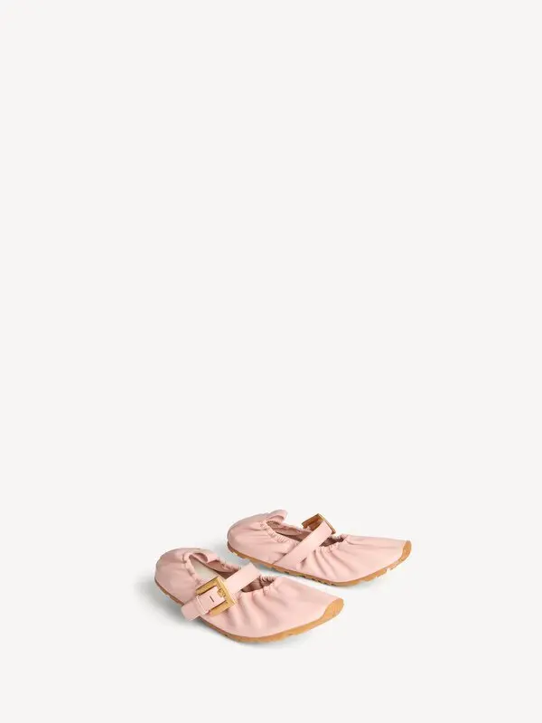 Balmain Anthem Leather Ballet Flats - Pink
