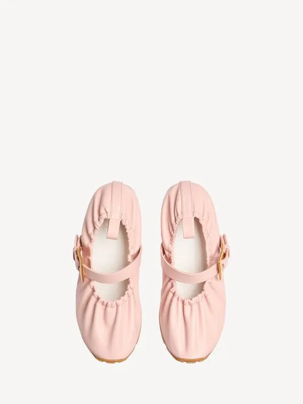 Balmain Anthem Leather Ballet Flats - Pink