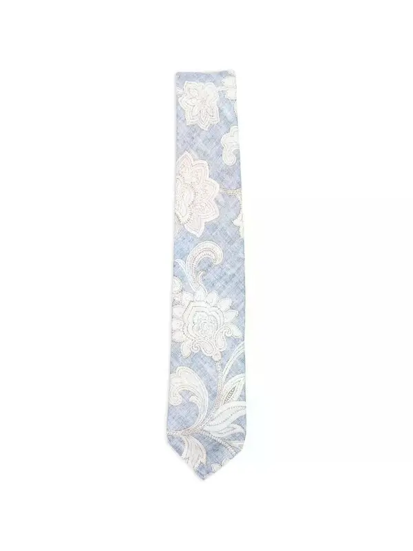 DELL'OGLIO Martin Paisley-print Tie - Blue