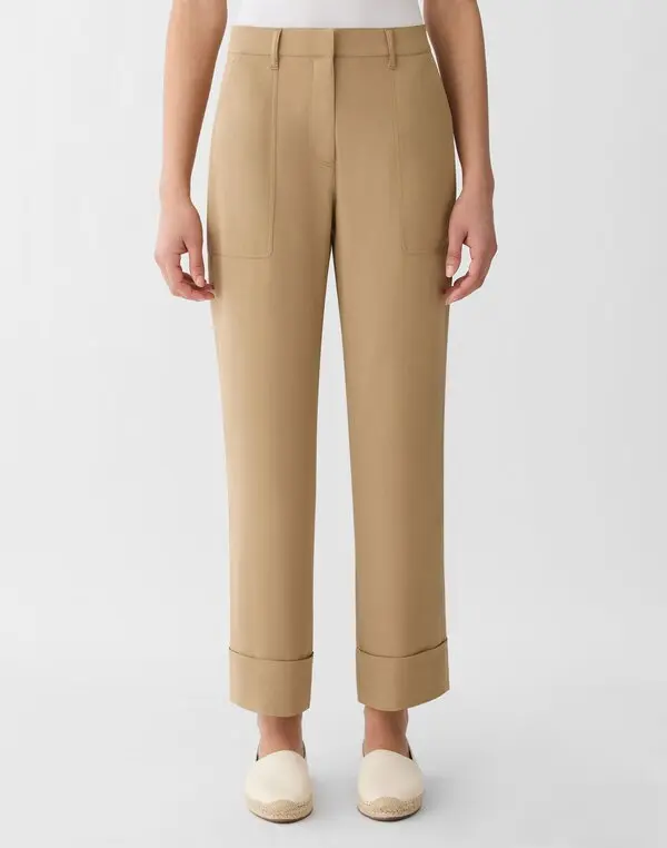 Lafayette 148 New York Organic Silk Georgette Highline Ankle Pant - Cadet Khaki