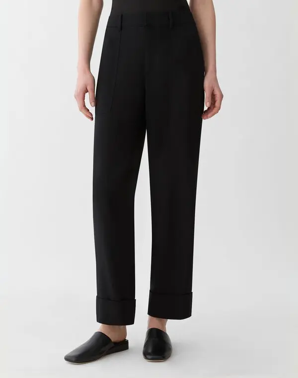Lafayette 148 New York Organic Silk Stretch Georgette Ankle Pant - Black