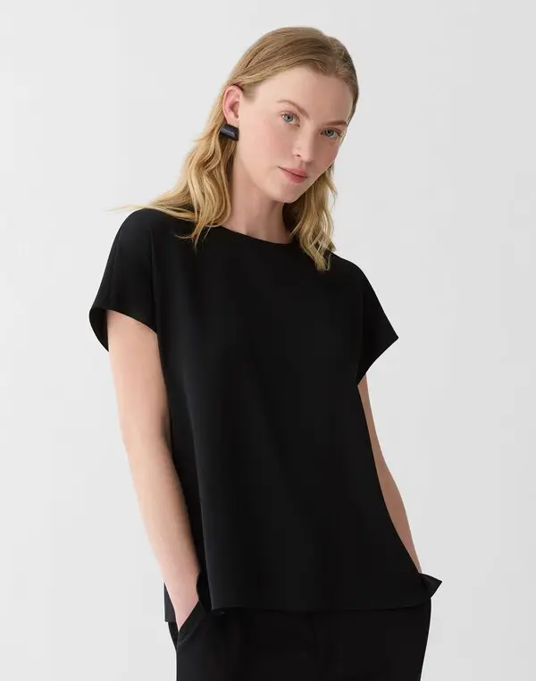 Lafayette 148 New York Organic Silk Georgette Dolman-sleeve Blouse - Black