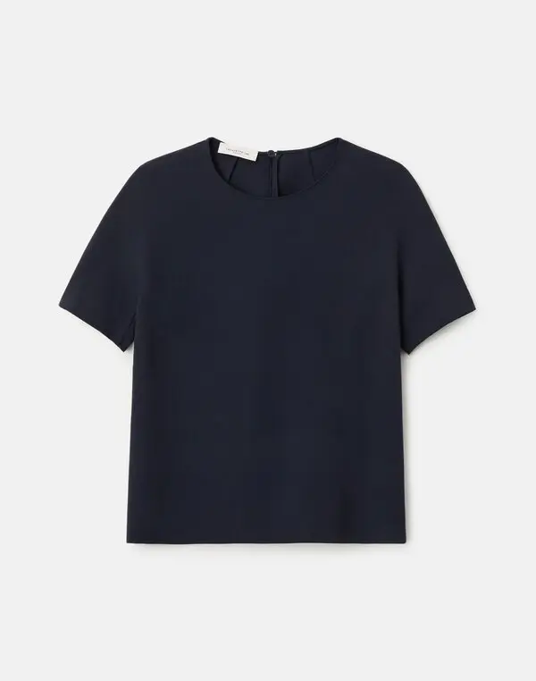 Lafayette 148 New York Viscose-silk Cady T-shirt - Blue Ink
