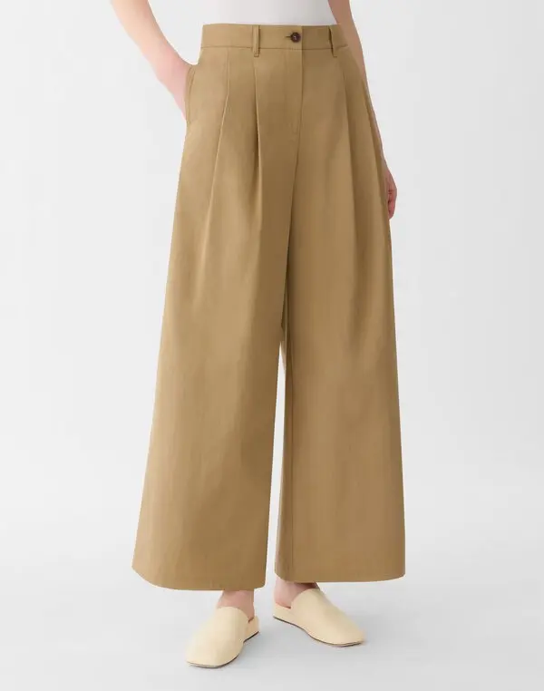 Lafayette 148 New York Organic Cotton Poplin Ankle Pant - Cadet Khaki