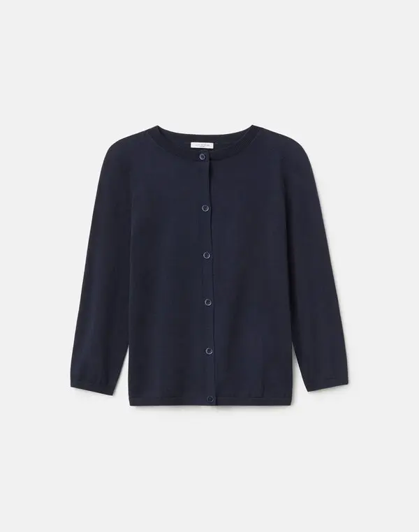 Lafayette 148 New York Fine Cotton-silk Cropped Cardigan - Blue Ink