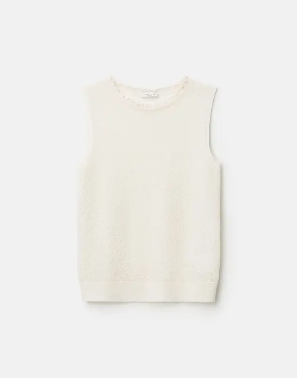 Lafayette 148 New York Fine Cashmere Pointelle Shell - Cloud