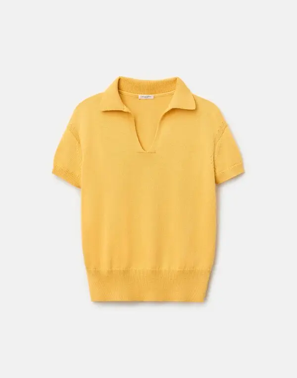Lafayette 148 New York Cotton-silk Short Sleeve Polo Sweater - Daisy