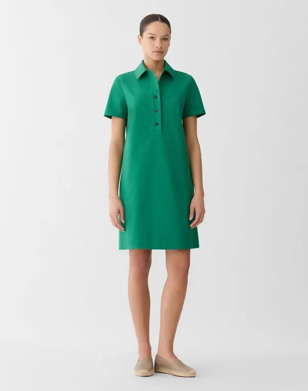 Lafayette 148 New York Cotton Stretch Twill Polo Dress - Leaf