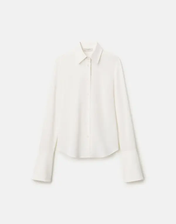 Lafayette 148 New York Organic Silk Georgette French Cuff Blouse - Cloud