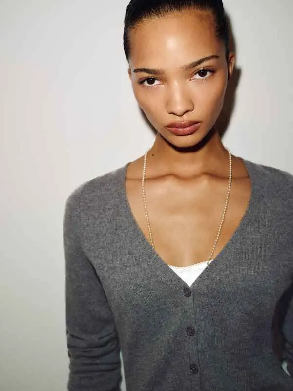 REFORMATION Bloom Cashmere V-neck Cardigan - Grey