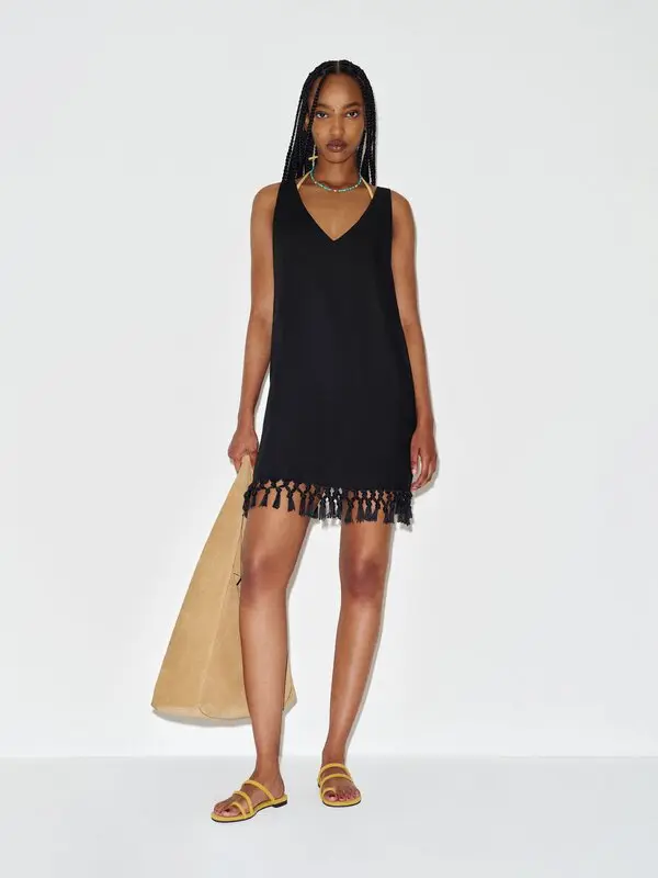 REFORMATION Kuini Linen Dress - Black