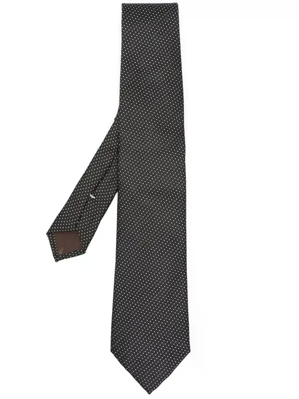 Canali Graphic-print Pointed-tip Neck Tie - Black