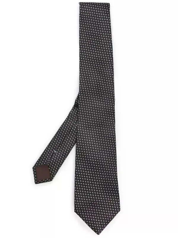 Canali Geometric-pattern Print Silk Tie - Black