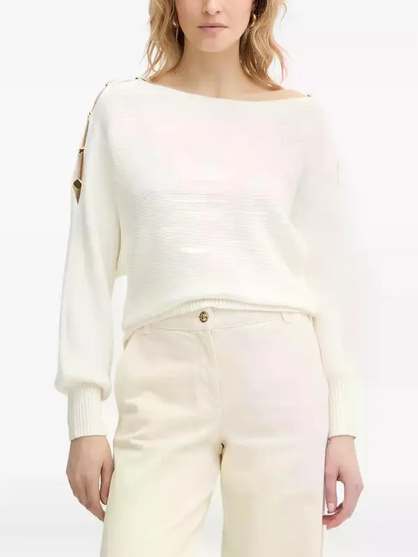 Guess Button-embellished Ribbed Sweater - Neutrals