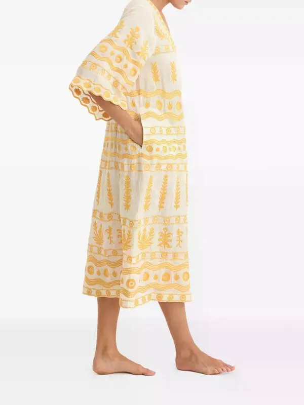 ERES Luxuriance Embroidered V-neck Midi Dress