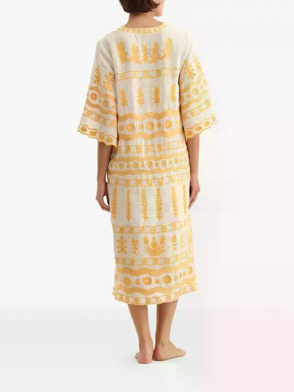 ERES Luxuriance Embroidered V-neck Midi Dress