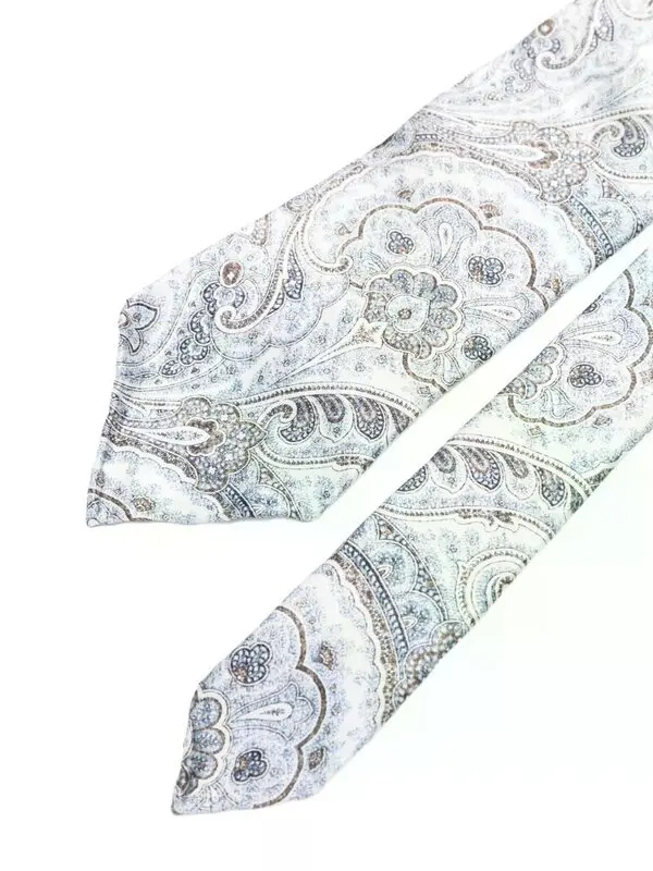 DELL'OGLIO Martin Paisley-pattern Tie - White