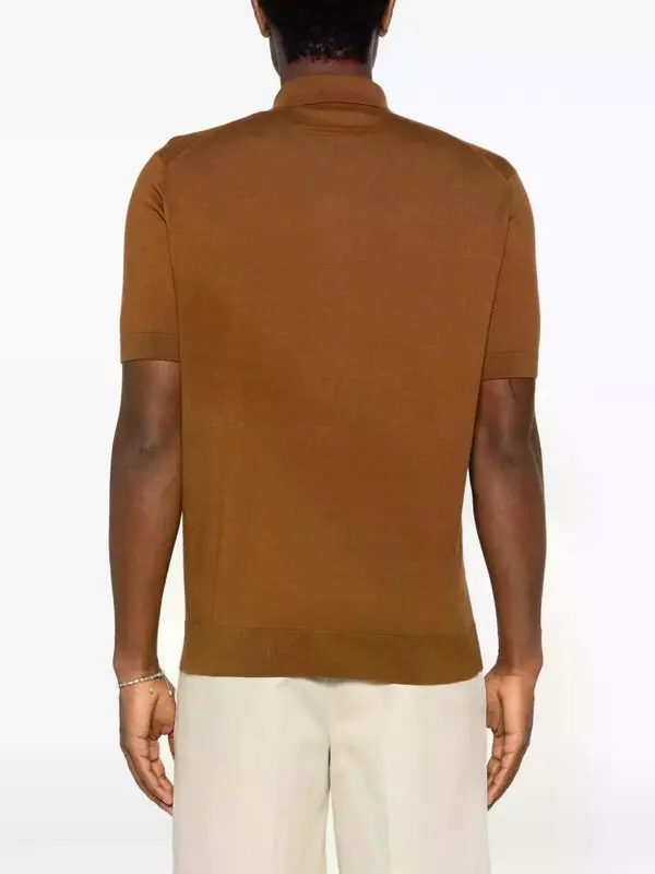 Zegna Short-sleeve Knitted Polo Shirt - Brown