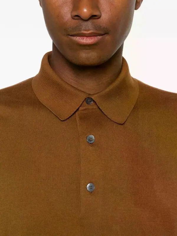 Zegna Short-sleeve Knitted Polo Shirt - Brown