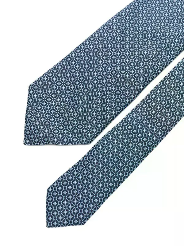 Zegna Geometric-pattern Tie - Blue