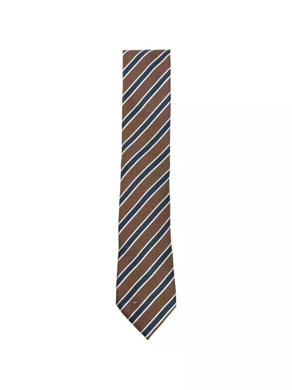 Zegna Diagonal-stripe Tie - Brown
