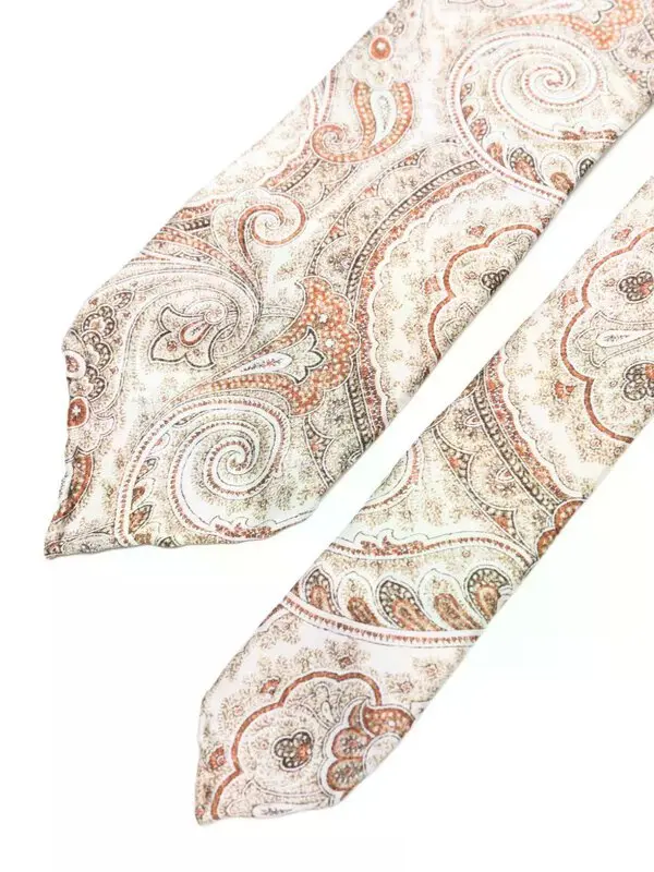 DELL'OGLIO Martin Paisley-pattern Neck Tie - Neutrals