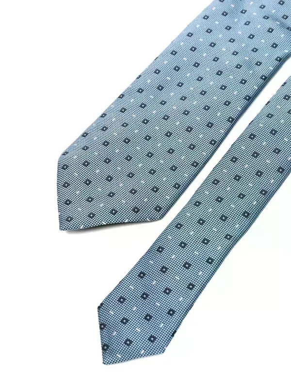 Zegna Geometric Pattern Neck Tie - Blue