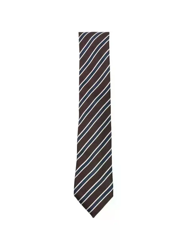 Zegna Diagonal-stripe Tie - Red