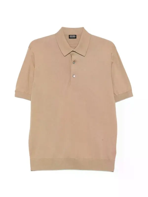 Zegna Short-sleeve Ribbed-knit Polo Shirt - Neutrals